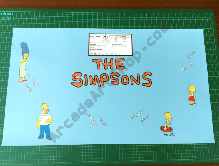 The Simpsons Konami 4-Player UK Control Panel Overlay CPO – Arcade Art Shop
