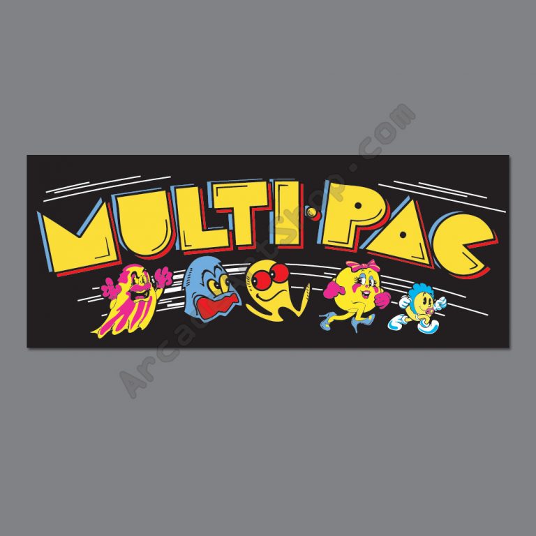 Multi Pac full size upright marquee (ver B) miss pacman – Arcade Art Shop