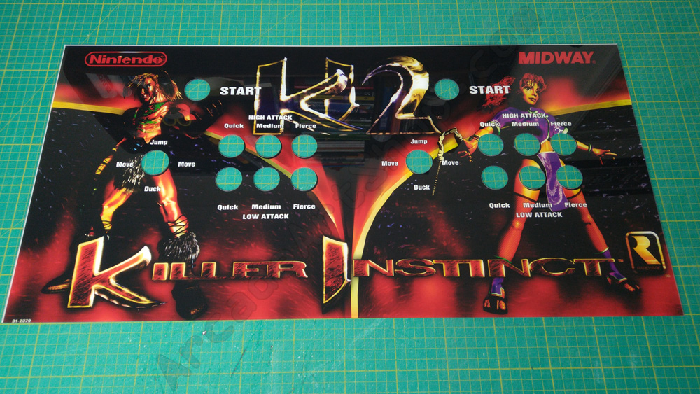 Killer Instinct 2 KI2 perspex/plexi control panel overlay – Arcade Art Shop