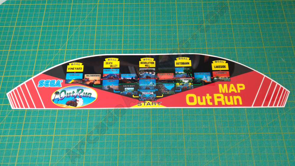 OutRun upright dashboard map lexan/polycarbonate – Arcade Art Shop