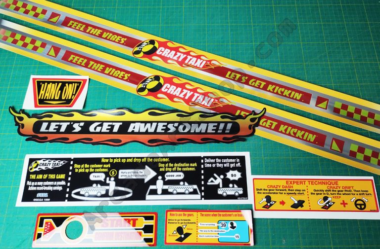 Crazy Taxi upright sticker set (10 pieces) – Arcade Art Shop