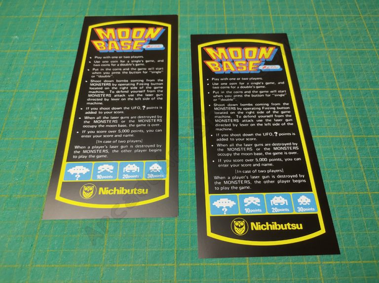 Moon Base Nichibutsu English instruction cards (cocktail) – Arcade Art Shop
