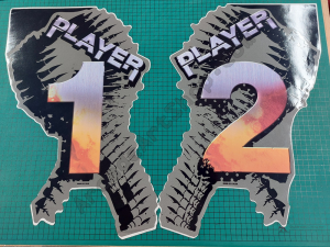 Rambo Player 1 Player 2 stickers original NOS Sega RMB-0513UK 0514UK ...