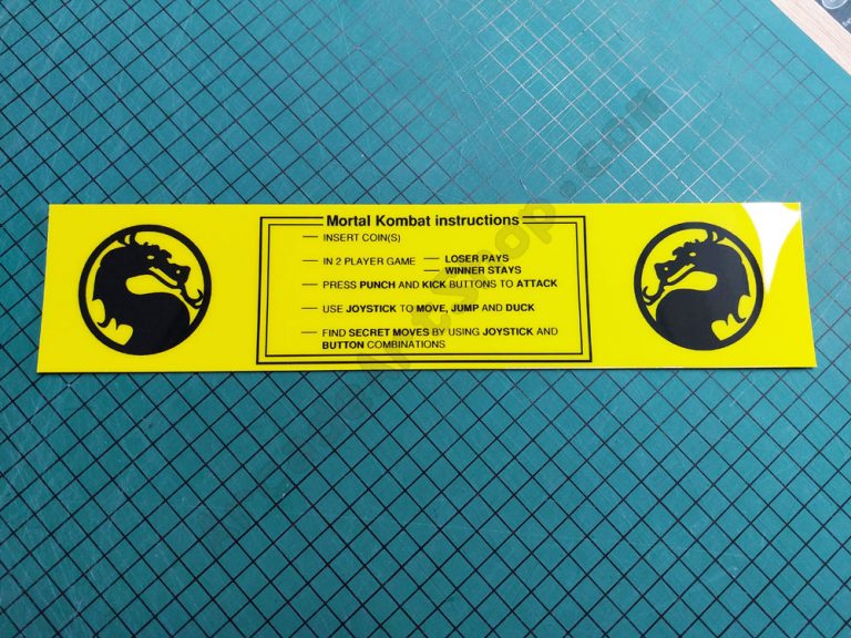 Mortal Kombat monitor bezel instructions sticker (polycarbonate ...