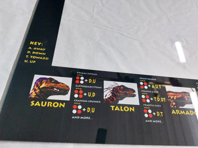 Primal Rage Atari bezel card / plexi – Arcade Art Shop
