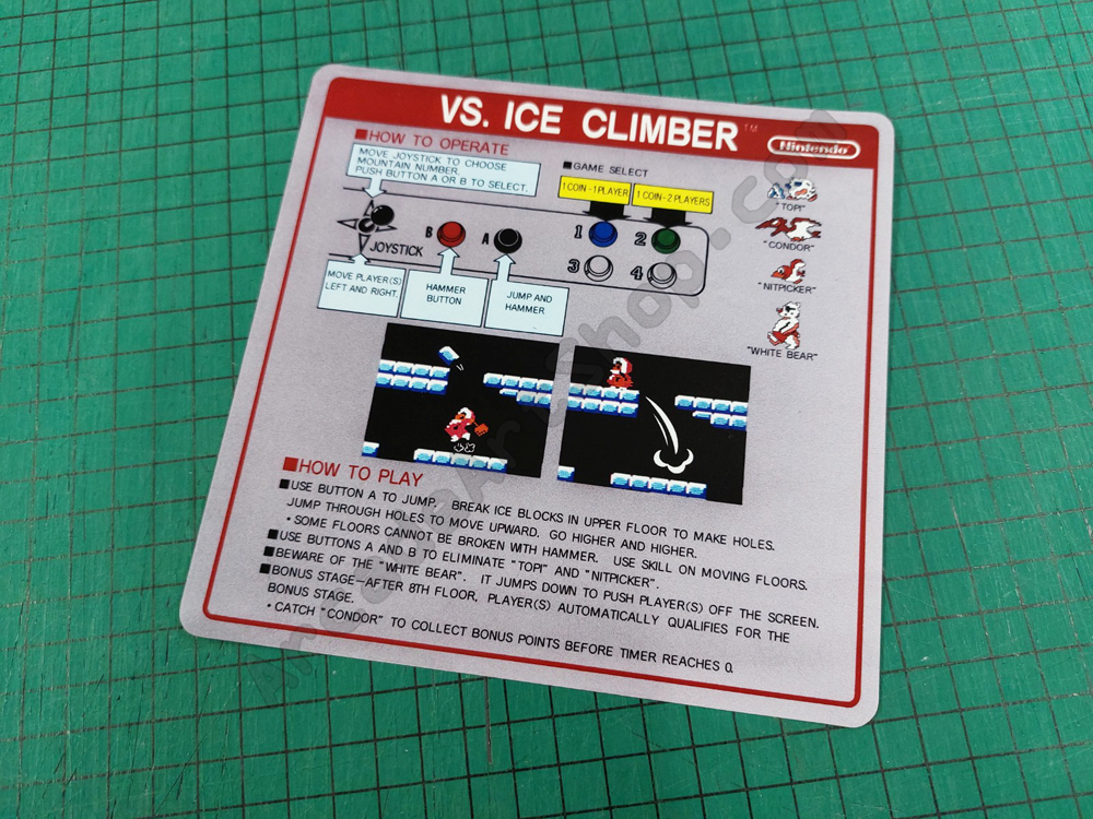 Nintendo Red Tent Vs. Table instruction cards – Arcade Art Shop
