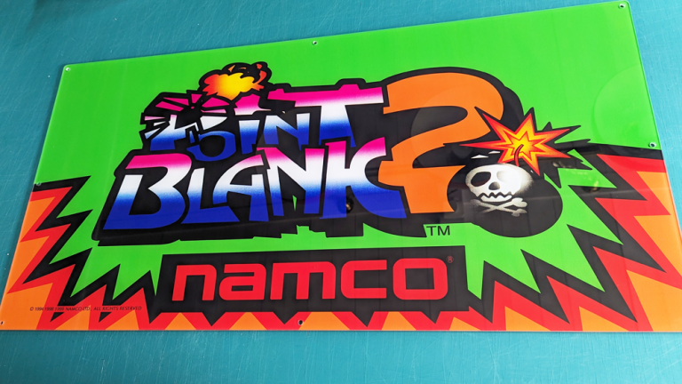 Point Blank 2 Namco full size upright marquee / top flash – Arcade Art Shop