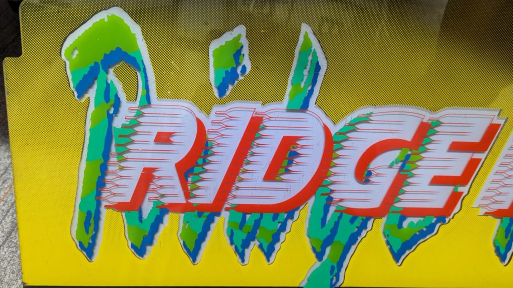 Ridge Racer Namco perspex / plexi original marquee Deluxe cabinet – Arcade Art Shop
