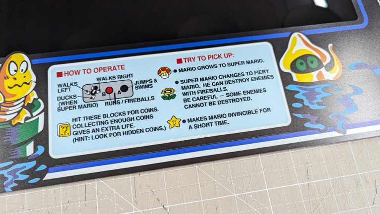Vs. Super Mario Bros. perspex/plexiglass bezel Versus Nintendo – Arcade ...