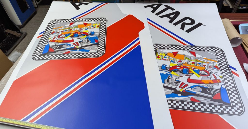 Pole Position side art pair Atari upright (Euro curved control panel ...