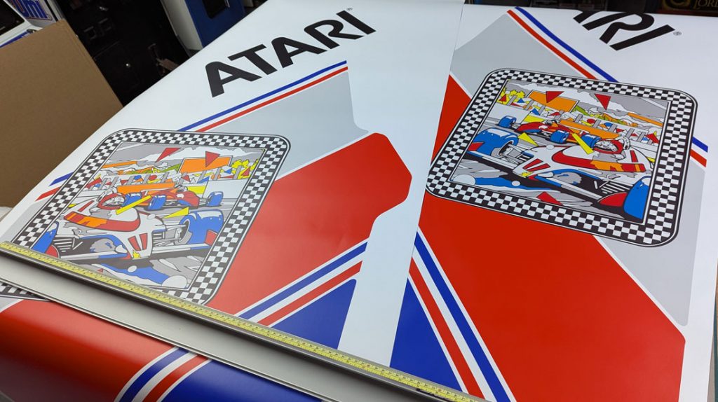 Pole Position side art pair Atari upright (Euro curved control panel ...