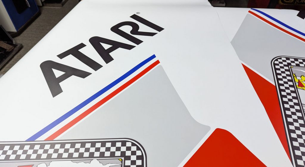 Pole Position side art pair Atari upright (Euro curved control panel ...