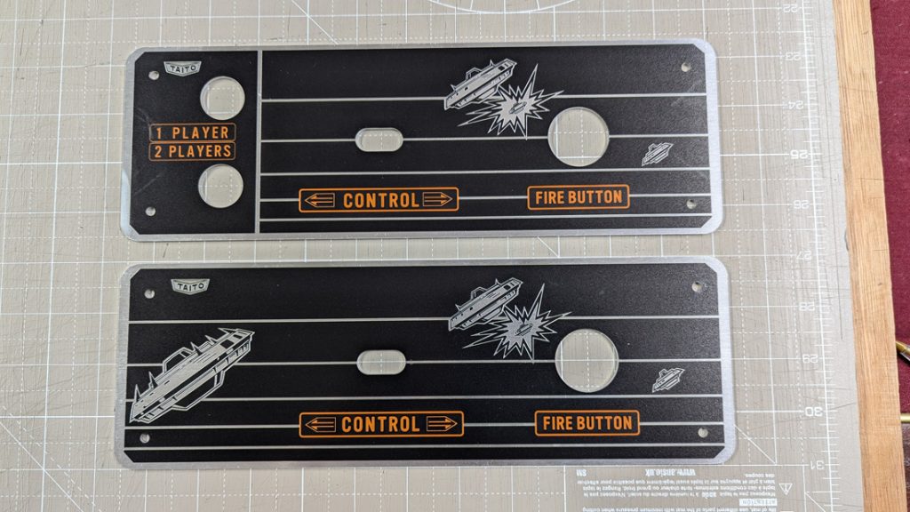 Taito Space Invaders Cocktail Table metal control panel overlay pair ...