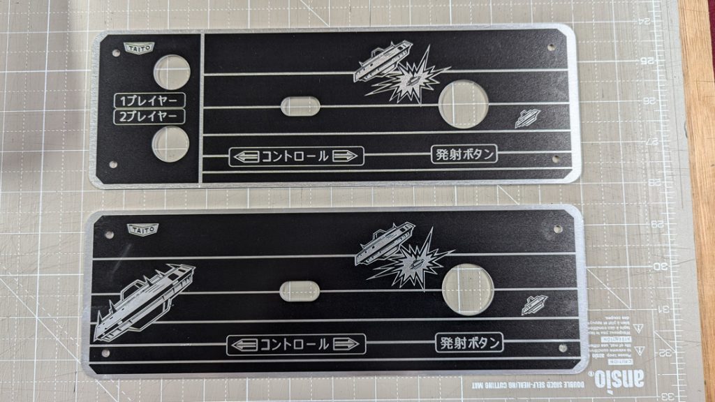 Taito Space Invaders Cocktail Table metal control panel overlay pair ...